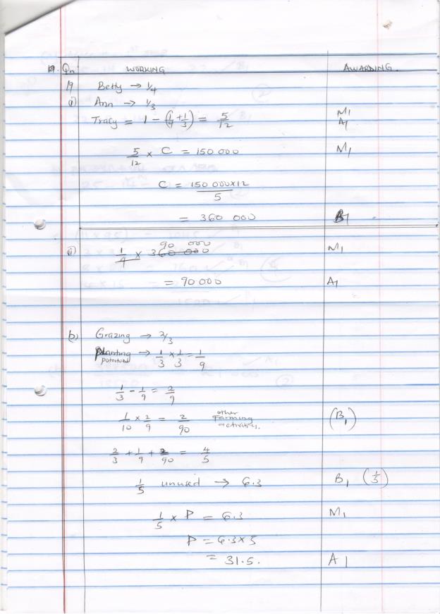 MATHEMATICS Marking Scheme - Form 1 End of Term 1 2019 Examinations ... MATHEMATICS Marking Scheme - Form 1 End of Term 1 2019 Examinations ...